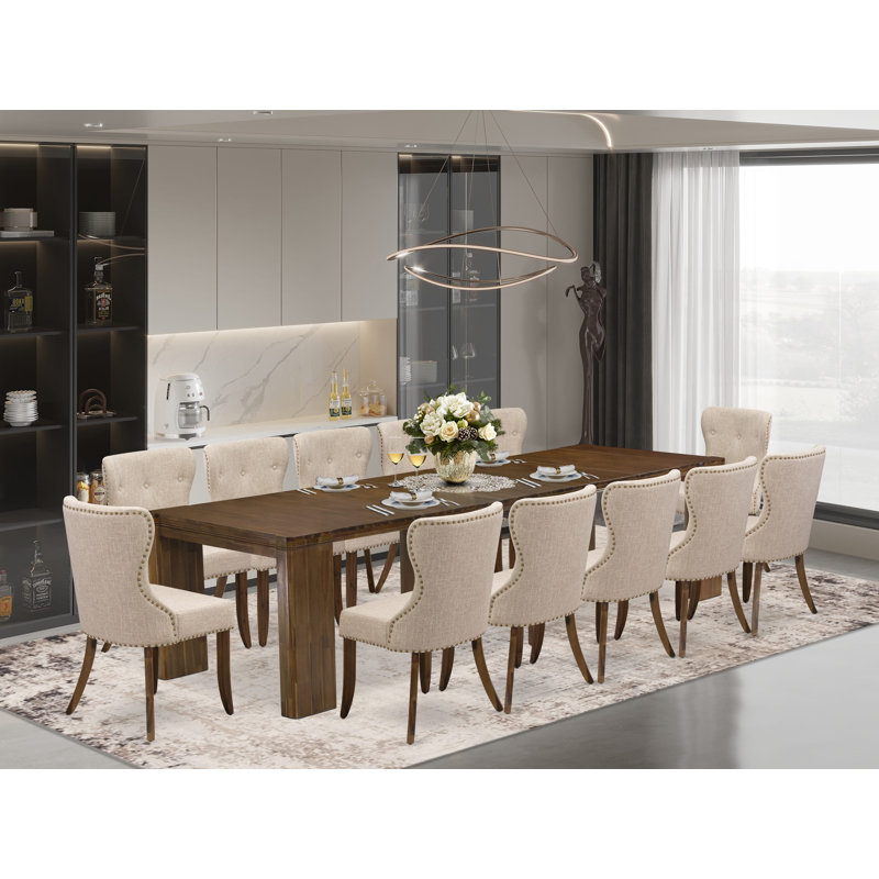 Luxe by East West Furniture 13 Pieces Extendable Dining Set Includes A Rectangle Kitchen Table